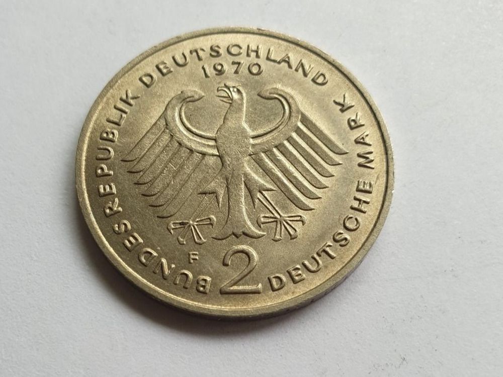 🇩🇪 Germany 2 mark 1970 F - **XF+** (Gebraucht) in Pully für CHF 4 – mit Lieferung auf Ricardo kaufen
