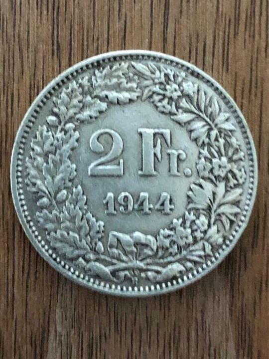 2 Franken Silbermünze, 1944 (Gebraucht) in Jegenstorf für CHF 5 – mit Lieferung auf Ricardo kaufen