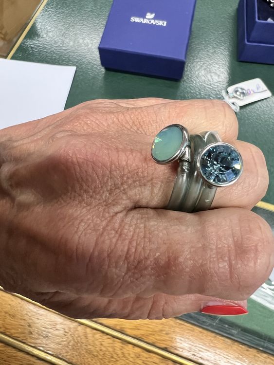 Swarovski Ring mit zwei Steinen, Silber, Top Zustand! (Neu (gemäss ...