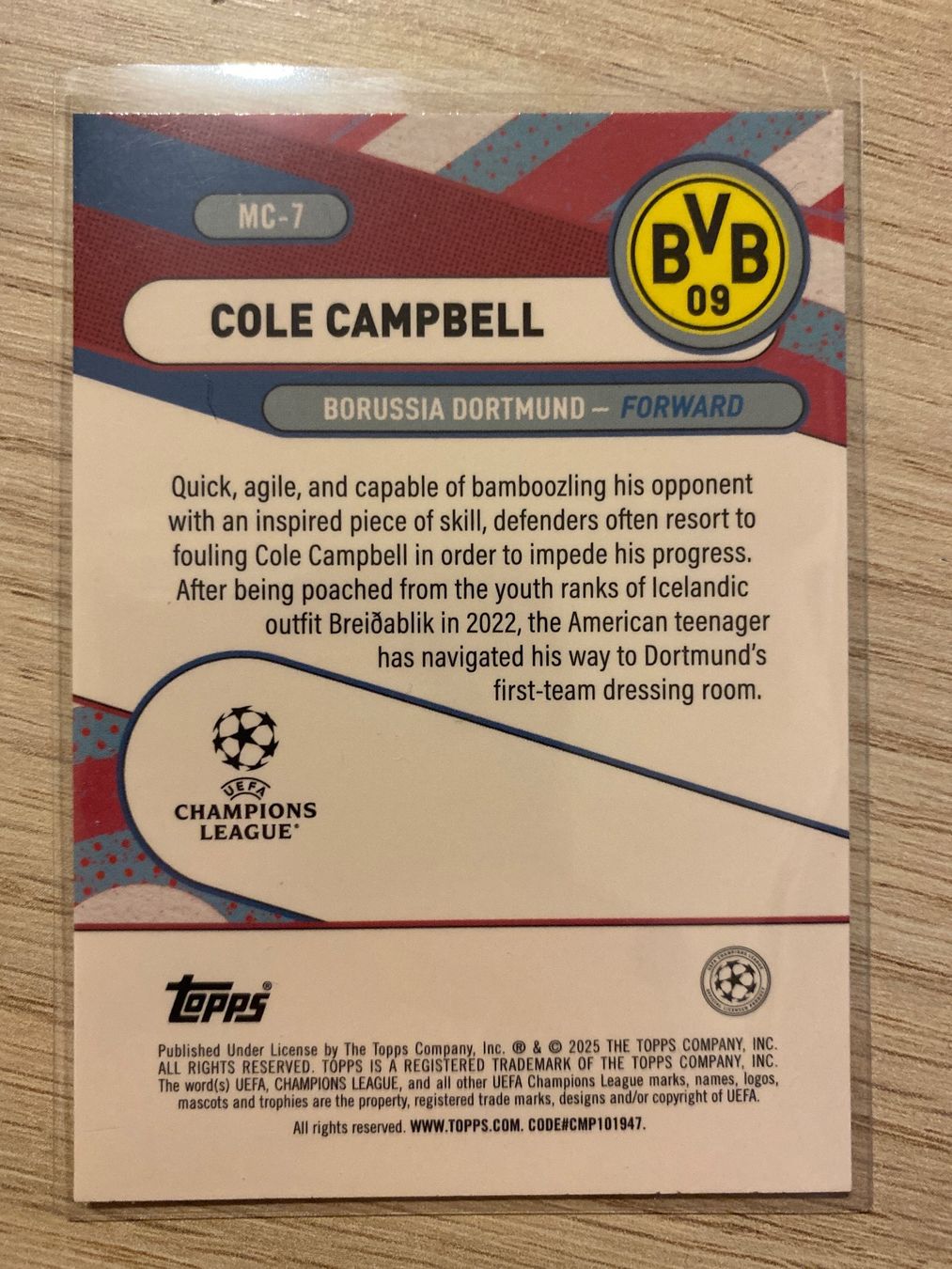 Topps Merlin 24/25 CHOSEN ONES Cole Campbell (Neu (gemäss Beschreibung ...