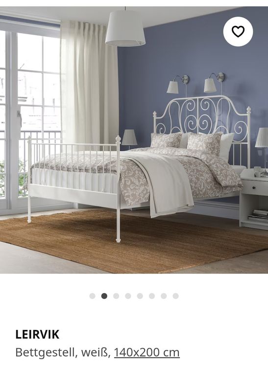 Bett Ikea Leirvik weiss Metall 140x200 mit Lattenrost | Kaufen auf Ricardo