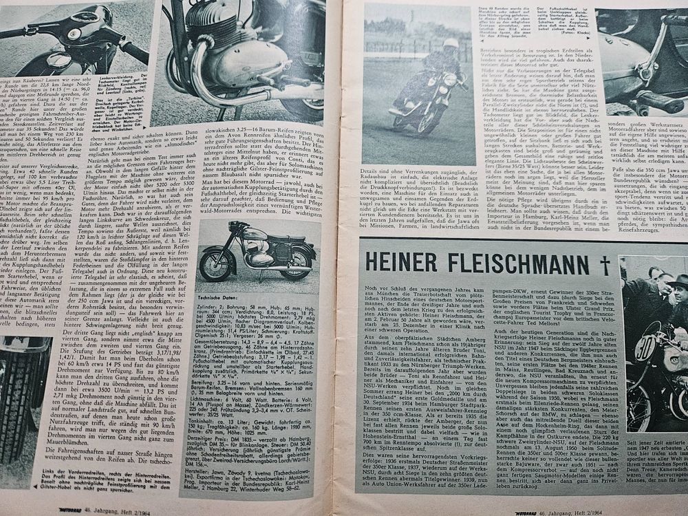 Motorrad 2/64 Jawa 350 Twin Douglas USA Reise xa (Gebraucht) in Flawil ...