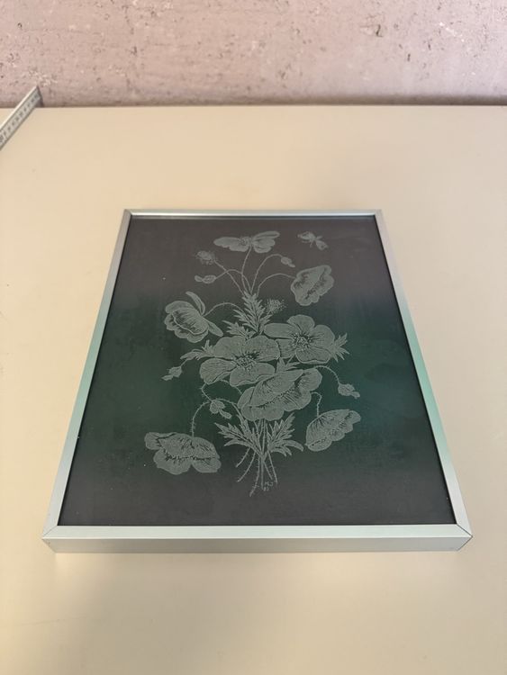 Mohnblumen auf Glas geritzt signiert gerahmt, 80er Jahre, To (Gebraucht) in Küttigen für CHF 34 ...