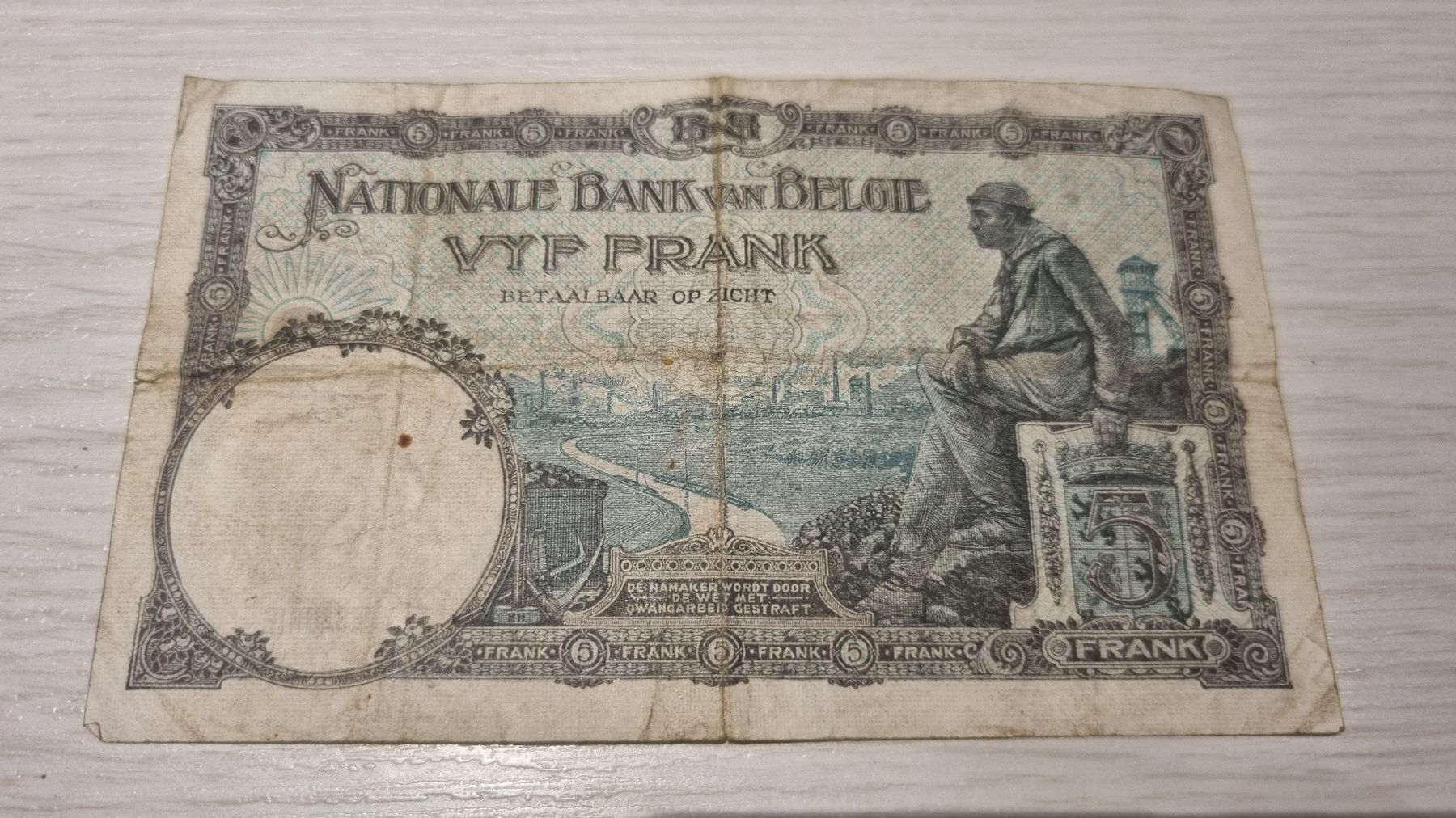 Collection: Billet de 5 francs Belge, année 1941! (D'occasion) à ...