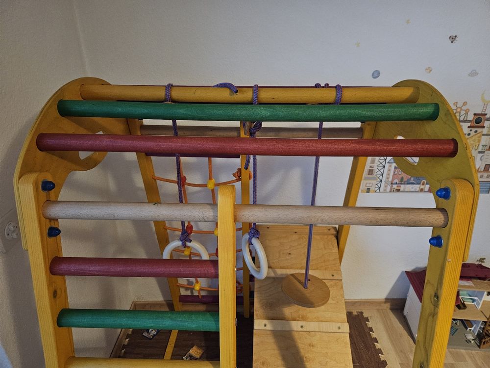 Ryna Gym wooden climber Kids Wall Bars, Net, Rings, Slide (Gebraucht ...
