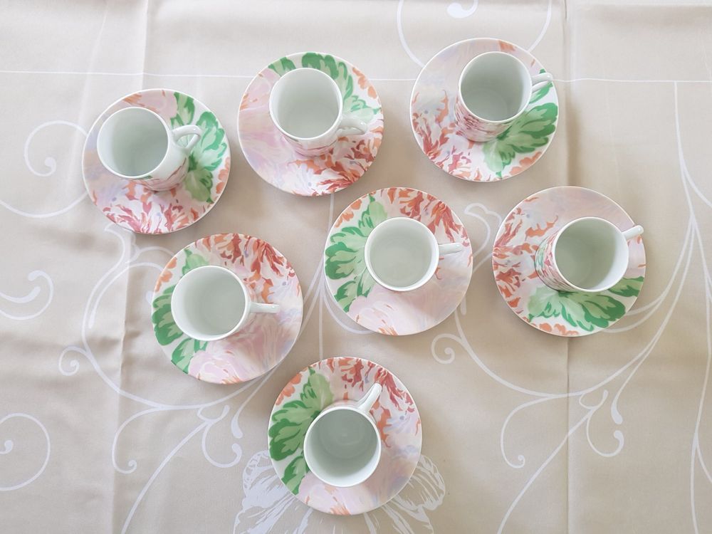 Limoges Superbe service à café - décor Primrose Bordier. (Neu (gemäss ...