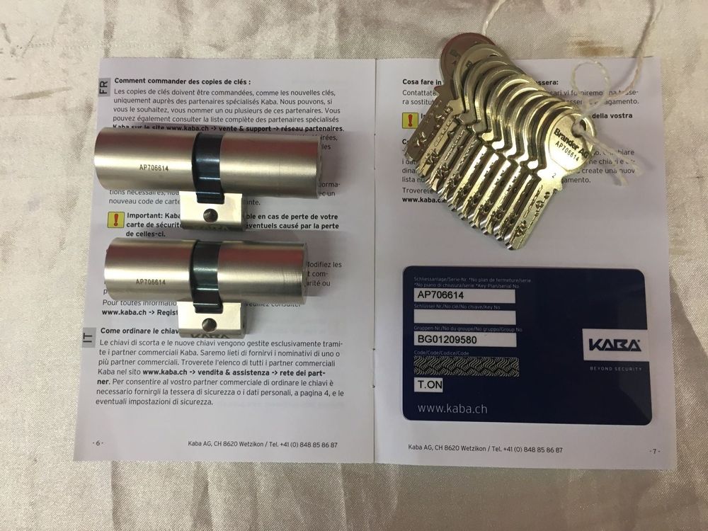 2 Cylindres doubles Kaba 20 même fermeture avec 10 clés | Kaufen auf Ricardo