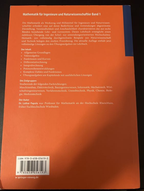Mathematik für Ingenieure und Naturwissenschaftler Band 1 (Neu und originalverpackt) in Jona für ...