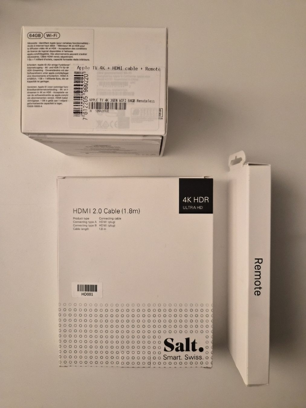 Apple TV (4K 3GEN WIFI 64GB) mit Salt HDMI 2.0 Kabel (Neu und ...