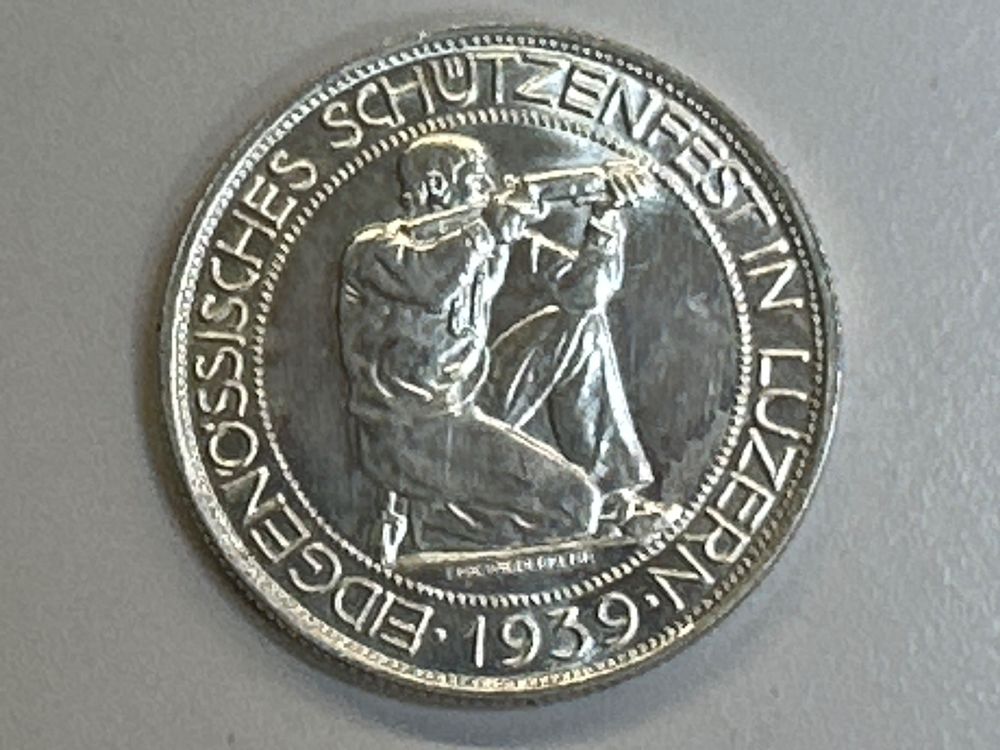 5 Fr. Schweiz Silber Eidgenössisches Schützenfest Luzern1939 (Gebraucht) in Herisau für CHF 18 ...