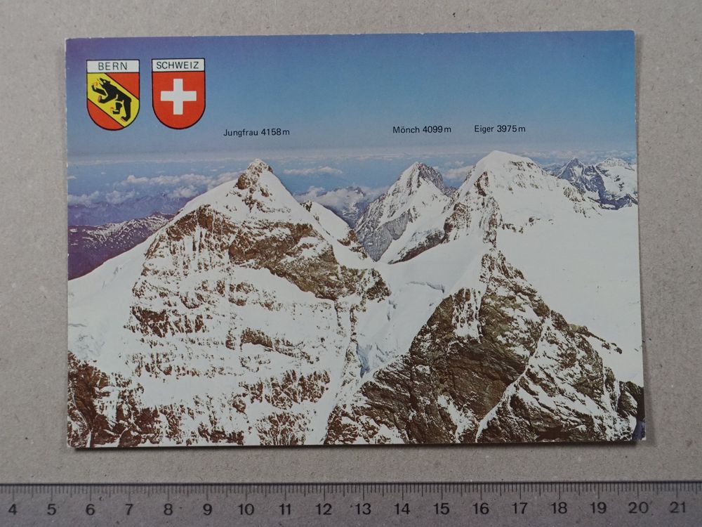 Bergmassiv Jungfrau, Mönch, Eiger, Wappen Bern / Schweiz (Gebraucht) in Lenzburg für CHF 2 – mit ...