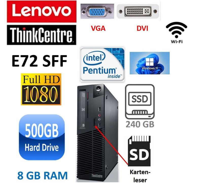 PC Lenovo E72 SFF G2030 8GB 240GB 500GB (Gebraucht) in Meggen für CHF ...