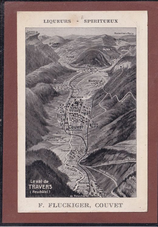 Couvet - Val de Travers - 1922 Liqueurs F. Flückiger Couvet (Gebraucht ...