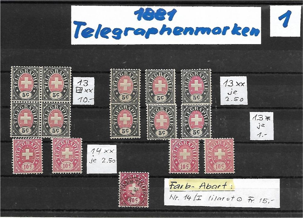 Kleine Telegraphenmarken-Sammlung 1881 | Kaufen auf Ricardo