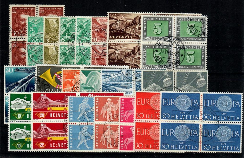 Diverse 4er-Blocks gestempelt, 1930er bis 1960er Jahre (Gebraucht) in Adliswil für CHF 11 – mit ...