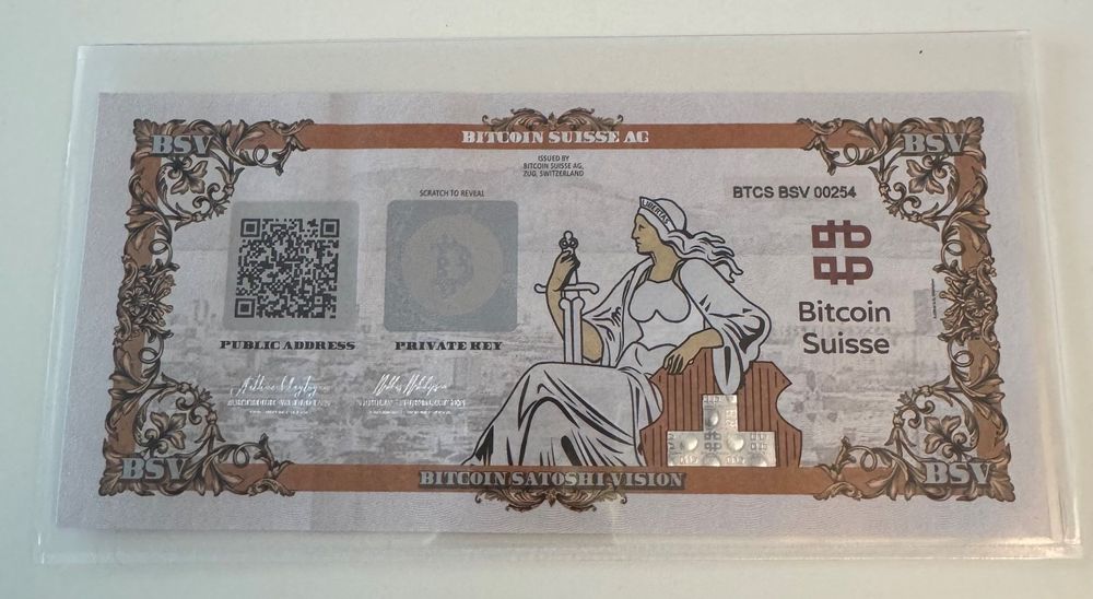Bitcoin Suisse Generic BSV Certificate Satoshi Vision MINT (Neu (gemäss ...