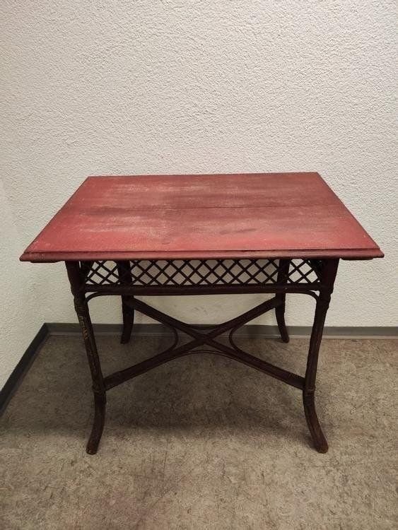 Vintage Alter Tisch Beistelltisch Rattan & Massivholz Deko | Kaufen auf ...