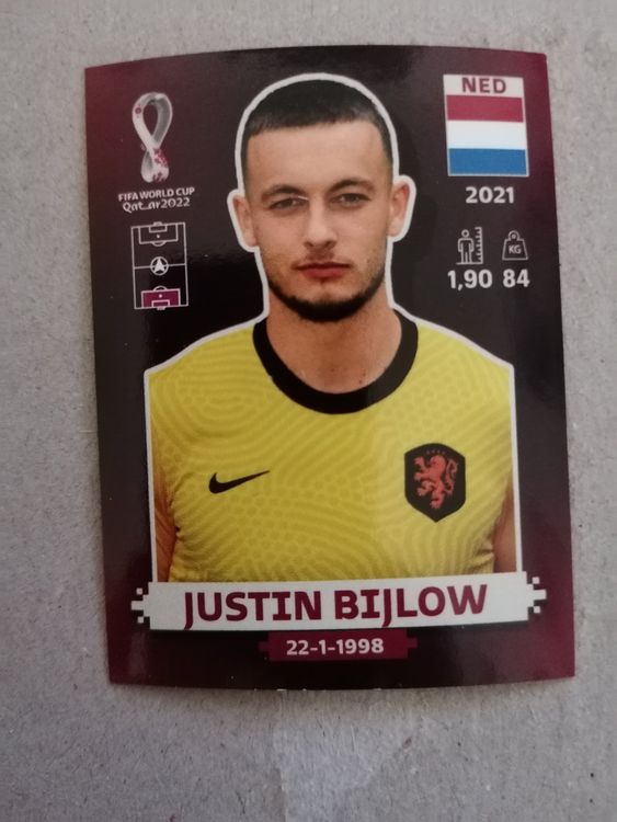 Panini WM 2022 Qatar - Justin BIjlow - NED 3 (Neu (gemäss Beschreibung ...