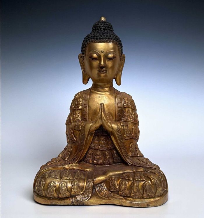 Buddha Statue Bronze Figur Anjali Mudra Tibet China Skulptur (Gebraucht ...