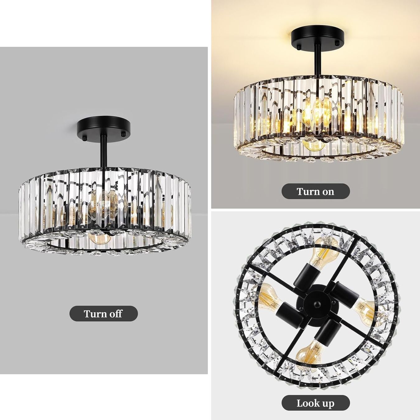 Deckenlampe Deckenleuchte Kristalllampe 4‑flammig Ø37cm (Neu und ...