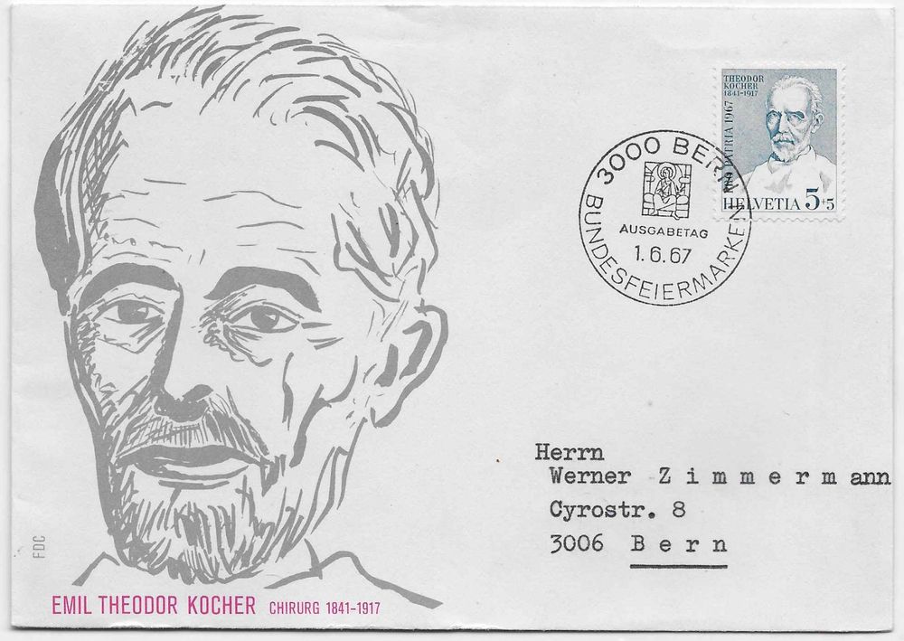 1967: Illustr.Brief Emil Theodor Kocher (Gebraucht) in Walperswil für ...