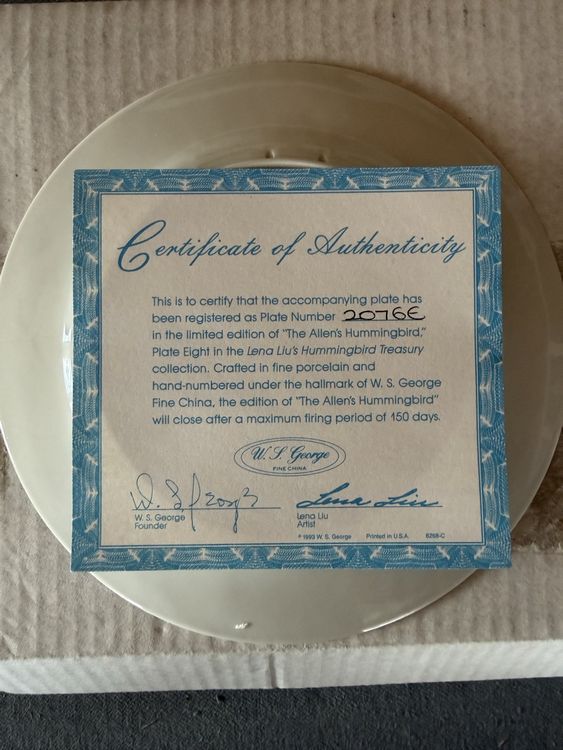 W.S. George Sammler Teller "Kolibri" - Limited Edition! (Neu (gemäss Beschreibung)) in Gurzelen ...