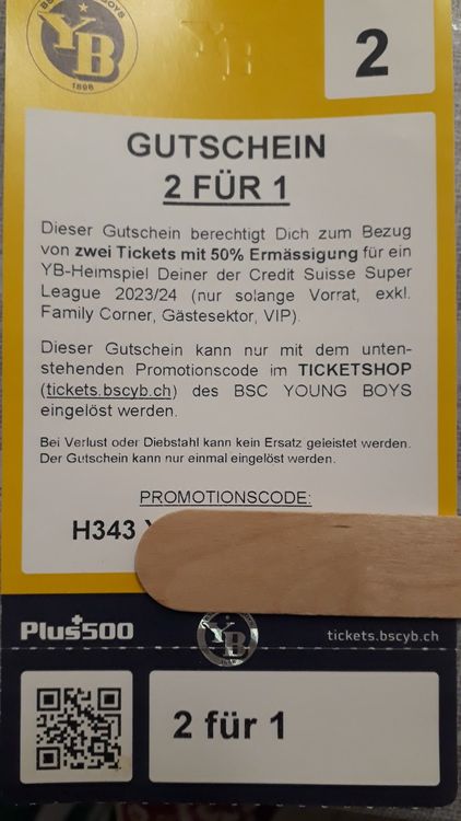 Yb- Tickets Gutschein 2 Für 1 | Kaufen auf Ricardo