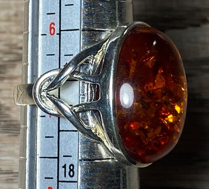 natürlicher Cognac Bernstein 🥃🪾 Silber 925 Ring (Neu und ...