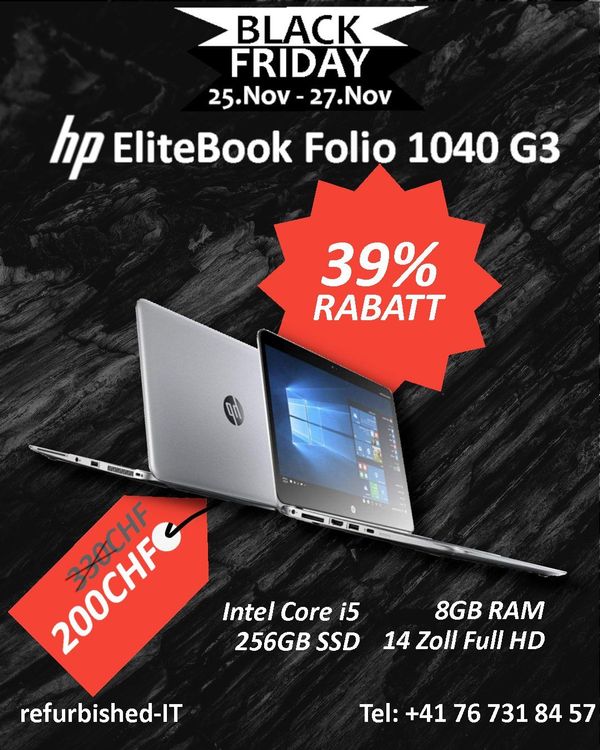 HP EliteBook Folio 1040 G3 i5-6300U (BLACK FRIDAY OFFER) (Gebraucht) in Dottikon für CHF 200 ...