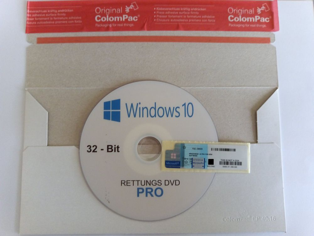 Windows 10 PRO ISO DVD 32Bit (Neu und originalverpackt) in Haldensleben für CHF 26 – mit ...