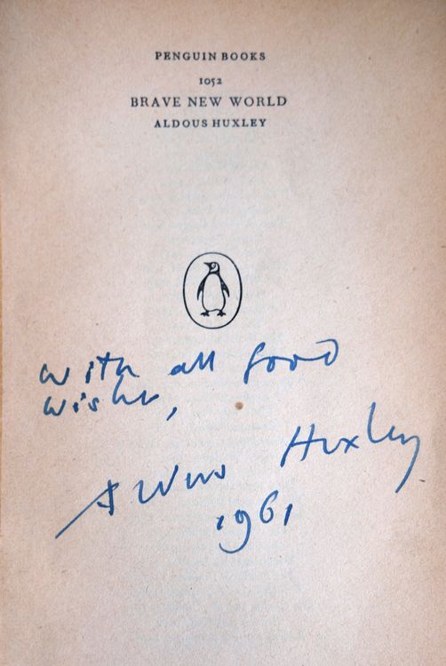 Aldous Huxley. Brave New World. Signiert mit Widmung. 1961. (Gebraucht) in Zürich für CHF 190 ...