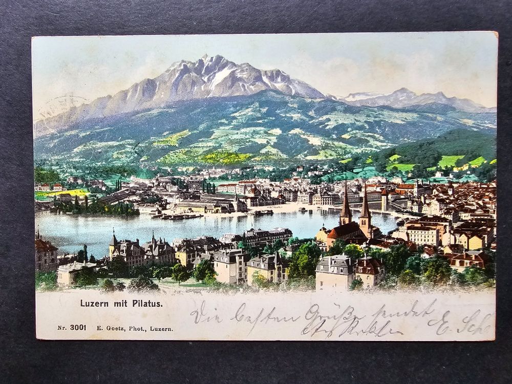 Alte Ansichtskarte Luzern mit Pilatus, gelaufen 1906. | Kaufen auf Ricardo