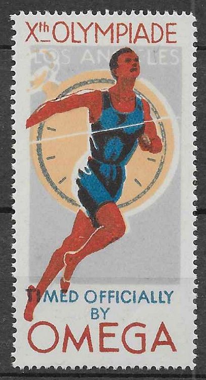 1932:Briefmarke-Vignette OMEGA Xth Olympiade Los angeles ** (Gebraucht ...