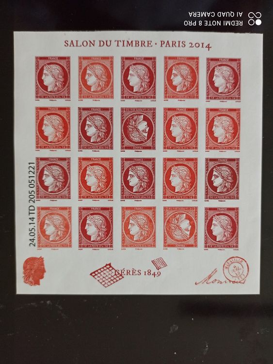 France Blockbogen Salon du Timbre 2014 Cérès 1840 (Neu und ...
