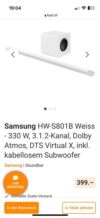 NEW (unopened!) Samsung soundbar S801B white/weiss | Kaufen auf Ricardo
