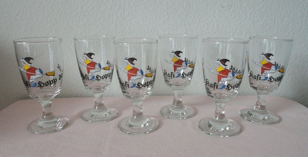 Kafi Fertig Gläser "Hopp de Bäse" 6Stk. neuwertig (Neu (gemäss ...