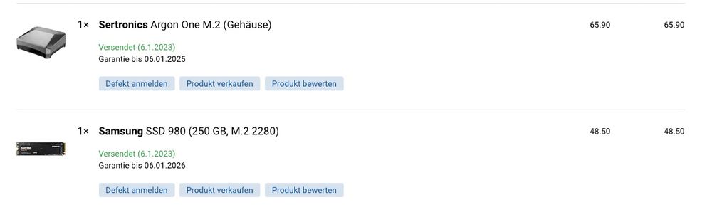 Sertronics Argon One M.2 (Gehäuse) + Samsung SSD 980 (250 GB | Kaufen auf Ricardo