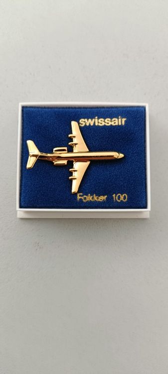 Pin Swissair Fokker 100 vergoldet (Neu und originalverpackt) in ...