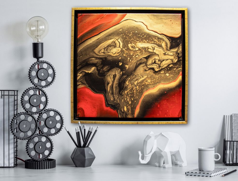 Acryl auf Leinwand, abstrakte Kunst, Fluid Art, gerahmt (Neu (gemäss Beschreibung)) in Bad ...