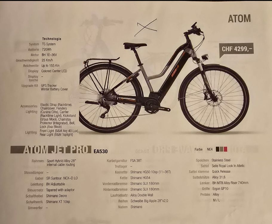 Top E-Bike ATOM JET PRO 28" Gr. LA (Gebraucht) in Ferden für CHF 1000 ...