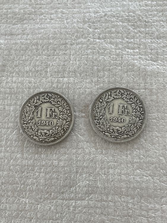 2 Silbermünzen 1 Fr. 1940 | Kaufen auf Ricardo