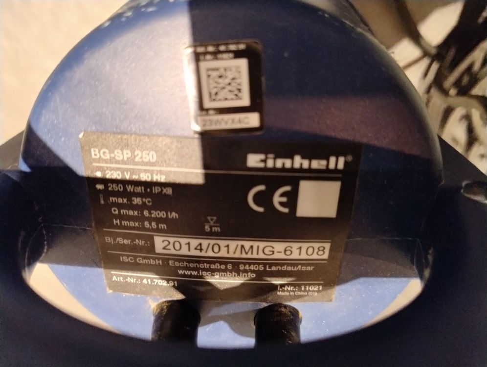 Einhell BG-SP 250 Schmutzwasserpumpe - Stark und Zuverlässig (Gebraucht ...