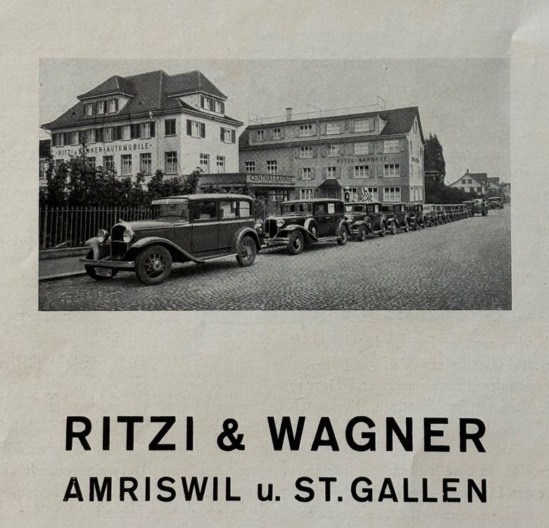 Vintage Reklame, Ritzi & Wagner, Amriswil, Auto, 1932 (Gebraucht) in ...