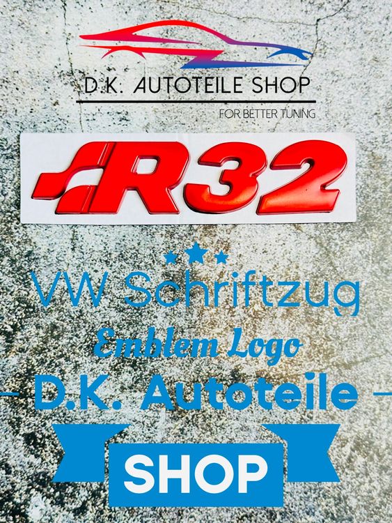 VW R32 Emblem Schriftzug Logo aus Metall NEU in Rotmatt | Kaufen auf ...