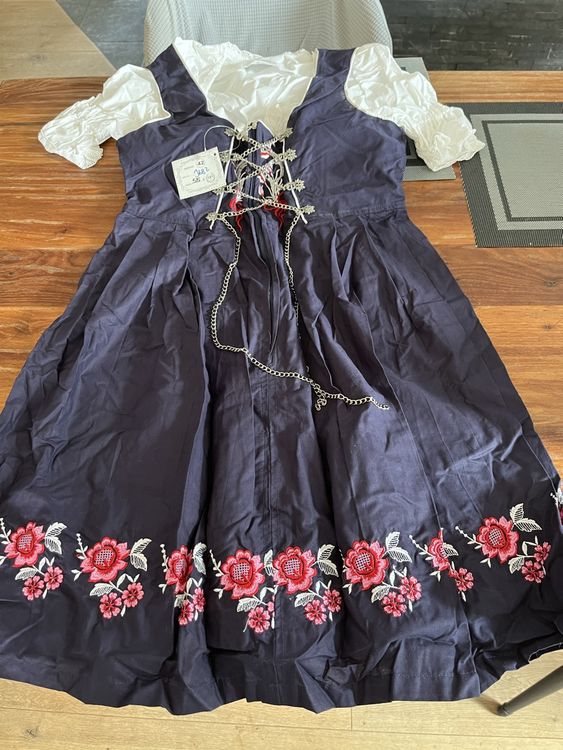 Blaues Dirndl Gr. 42 Oktoberfest Trachtenkleid Stickerei neu (Neu und originalverpackt) in ...