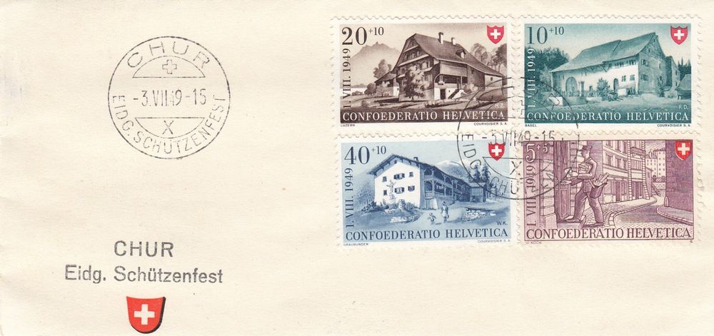 1949 Pro Patria Satzbrief mit SST Eidg. Schützenfest CHUR (Gebraucht ...