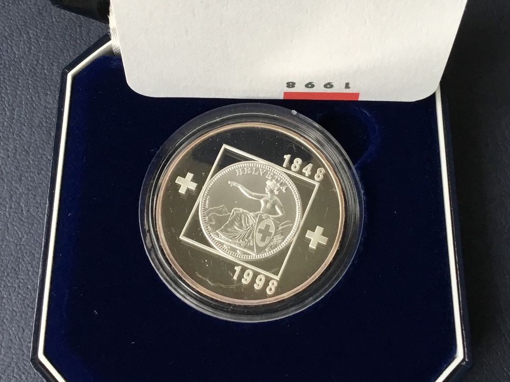 20 Franken Silbermünze 150 Jahre CH.Bundesstaat 1998 PP (Neu und originalverpackt) in St ...