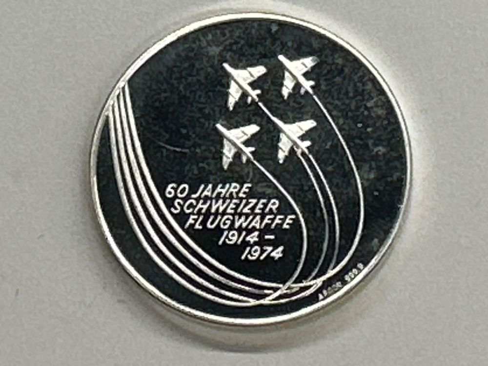 Medaille Silber 999 20g 60 Jahre Schweizer Luftwaffe Mirage (Neu (gemäss Beschreibung)) in ...