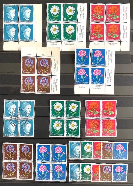 1963 Pro Juventute Viererblock ** und ET + Satz ** und Gest. (Neu ...