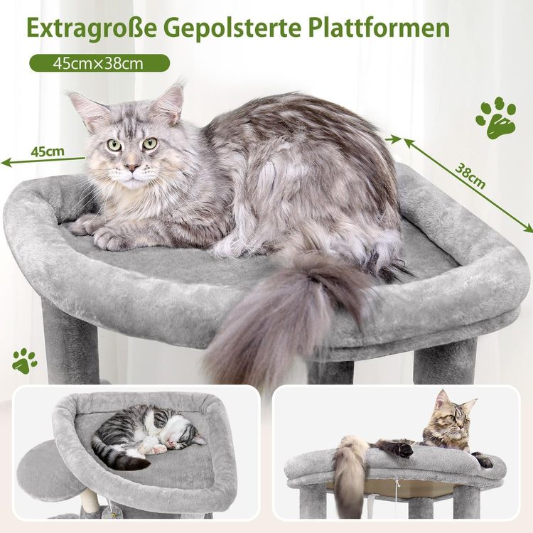 Kratzbaum Katzenbaum 167 cm Kletterbaum Katzenturm Grau (Neu und ...
